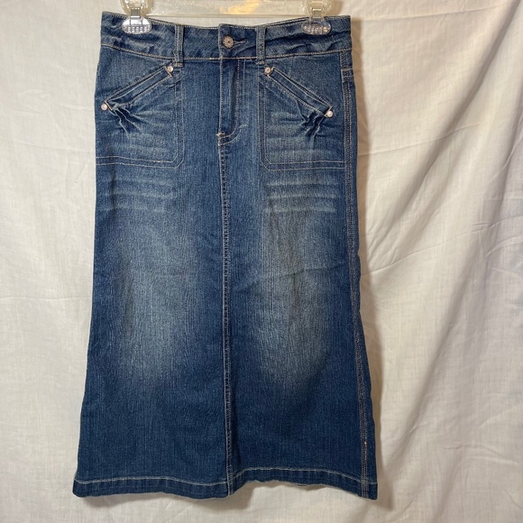 Cato | Bottoms | Cato Girls Long Denim Skirt Size 2 Front And Back ...